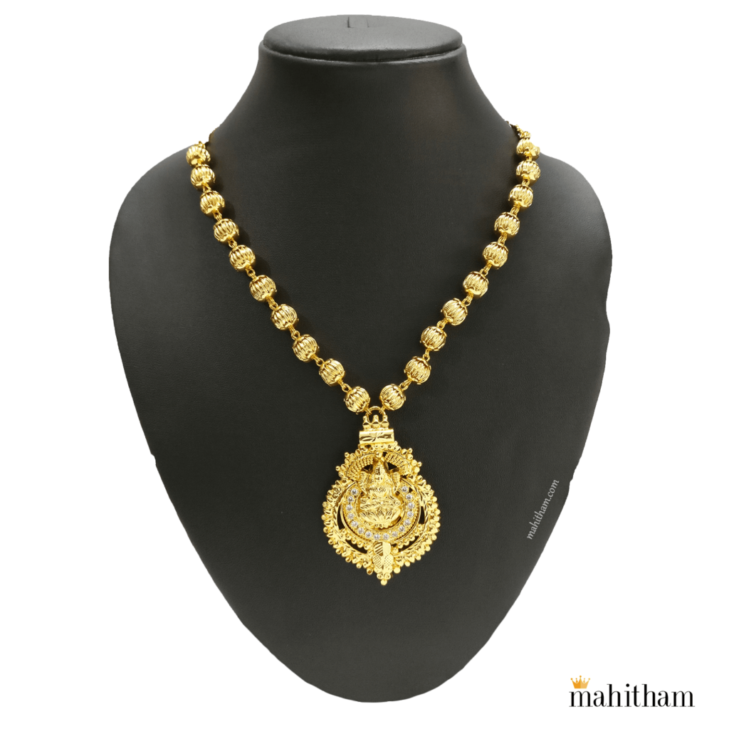 Lakshmi Locket With Balls One Gram Gold Chain MG-958 - Mahitham Jewellery