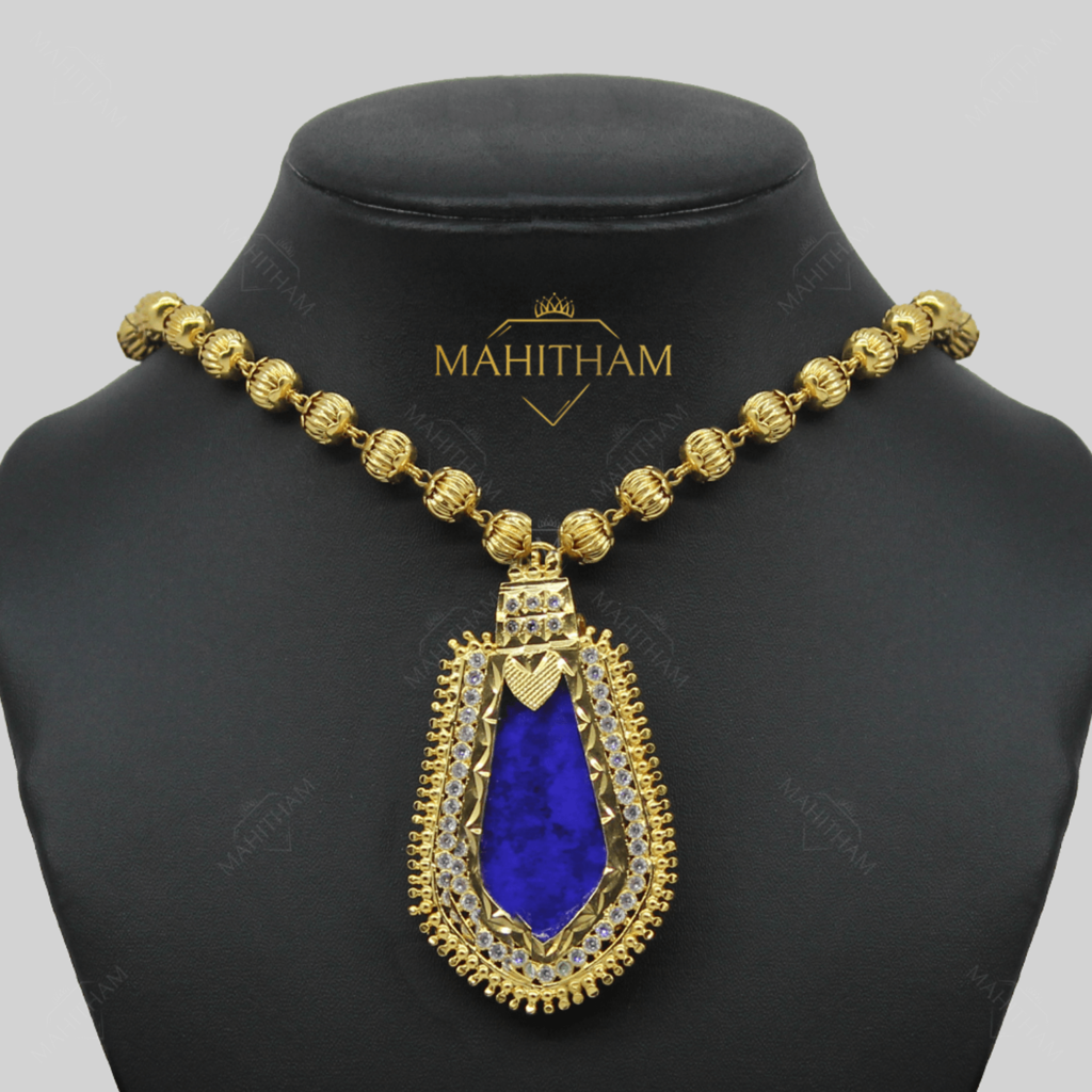 Premium Blue Palakka One Gram Gold Locket with Balls Chain MG-1022 ...