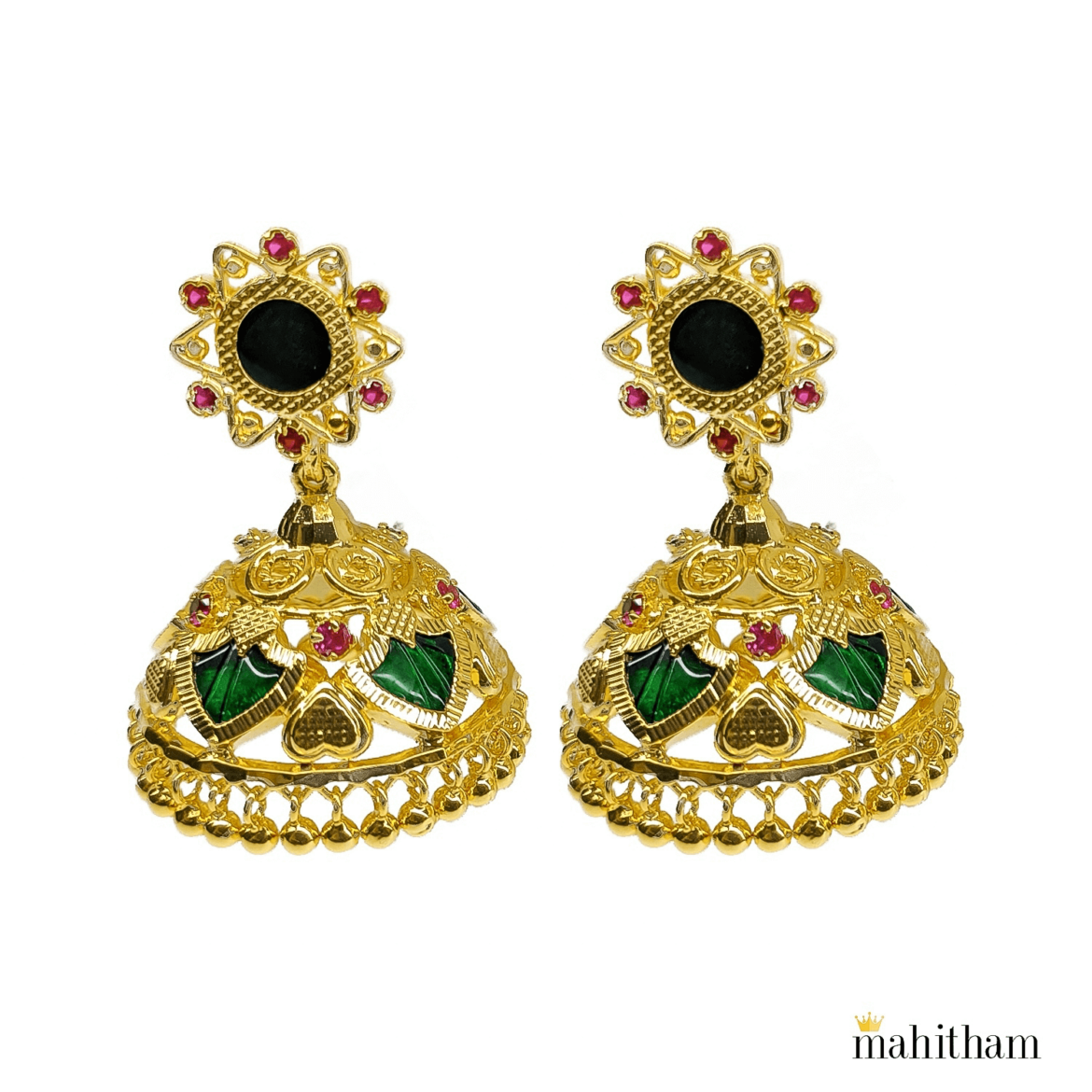 Traditional Palakka Devika locket with double balls chain and Ear studs set