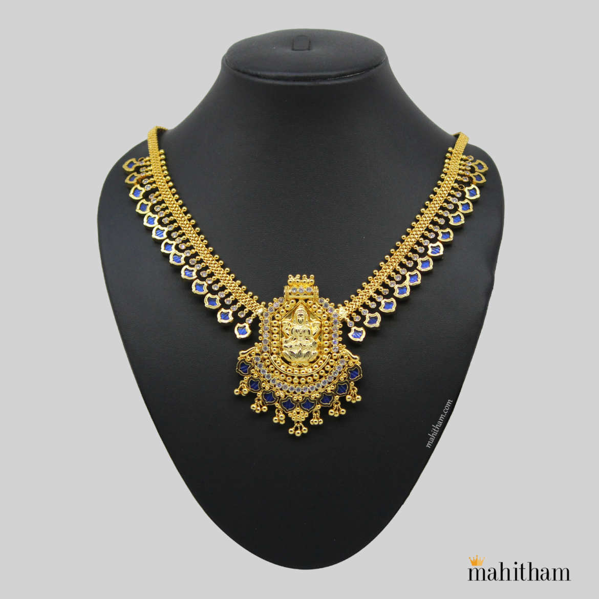 Blue Palakka Chain with Lakshmi One Gram Gold Locket MG-974 - Mahitham ...