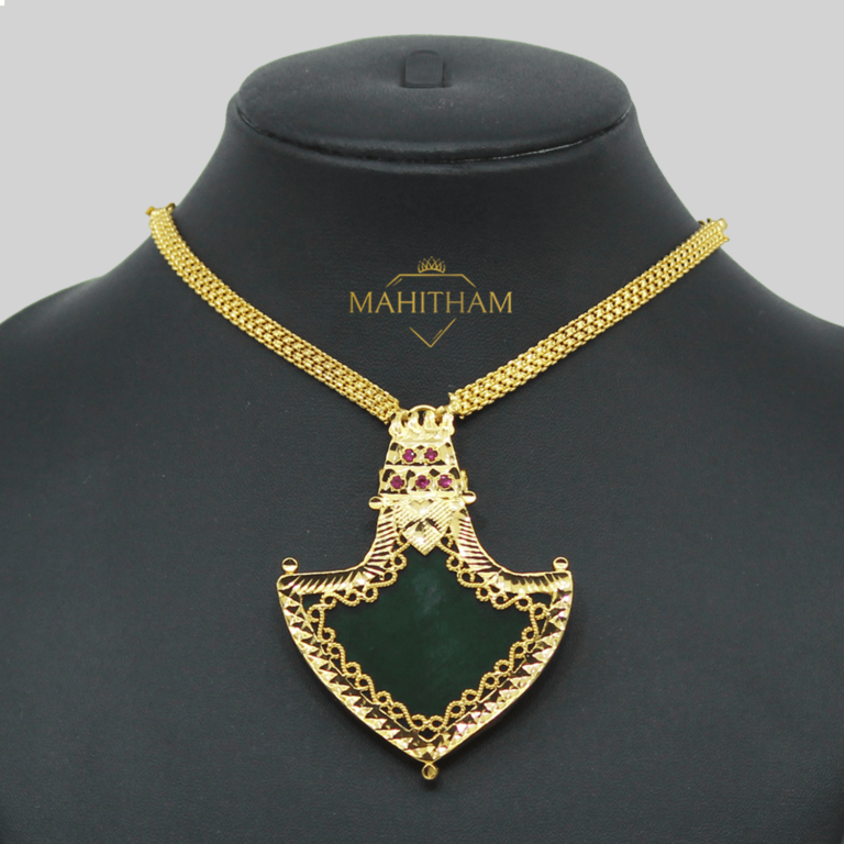 Lokitha Green Palakka Chain MG-1042 - Mahitham One Gram Gold Jewellery