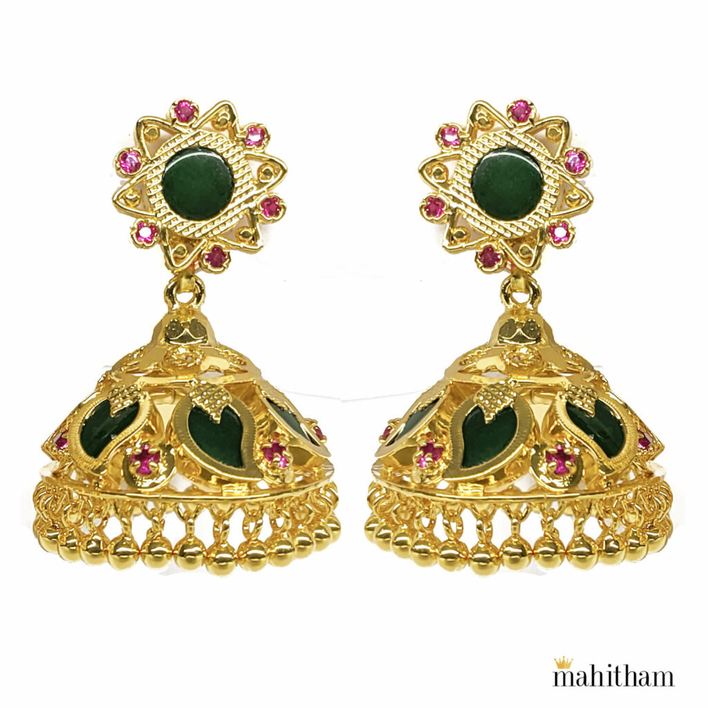 Bharatanatyam One Gram Gold Jhumka (Small) MG-939 - Mahitham Jewellery