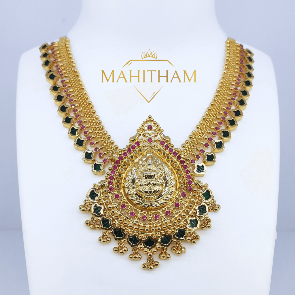 Lakshmi Locket with Hanging Balls and Palakka One Gram Gold Chain MG ...