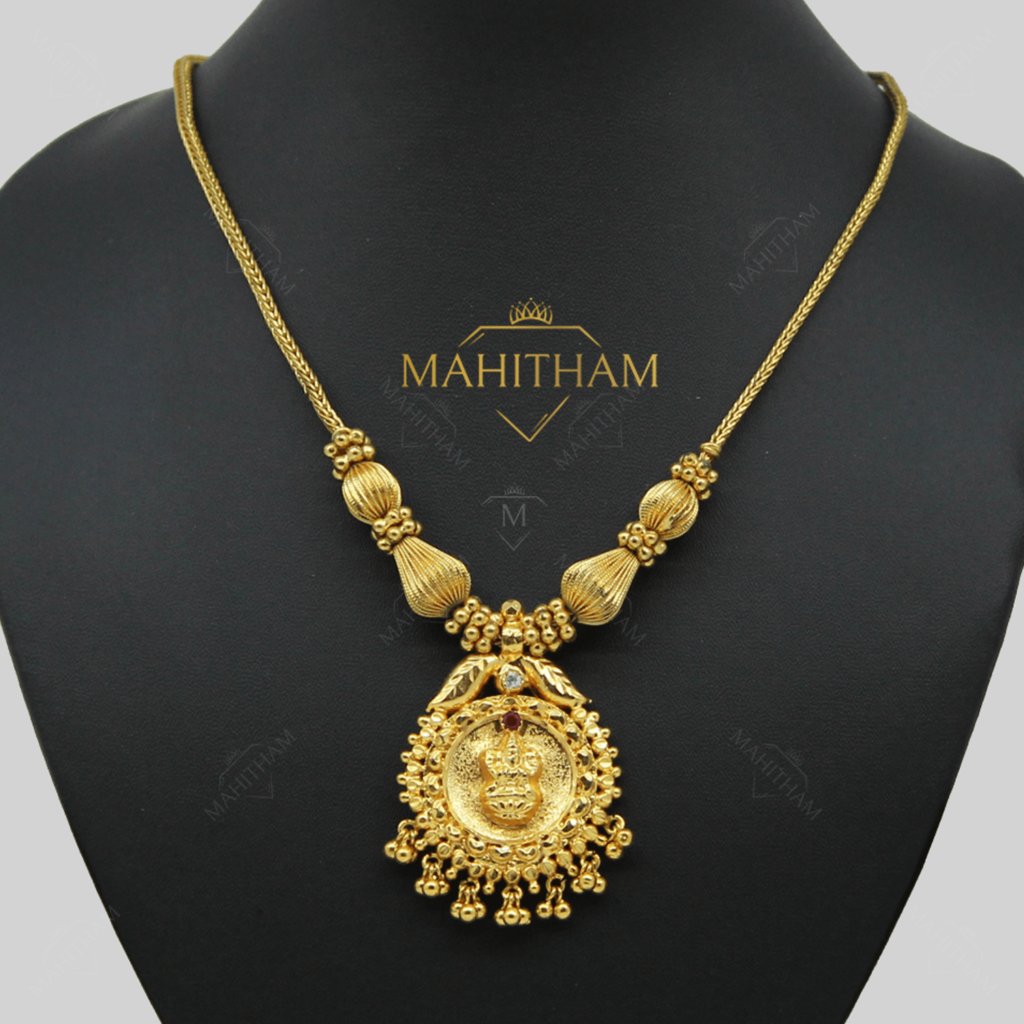 Palakka One Gram Gold Lakshmi Locket with Chain MG-1076 - Mahitham ...