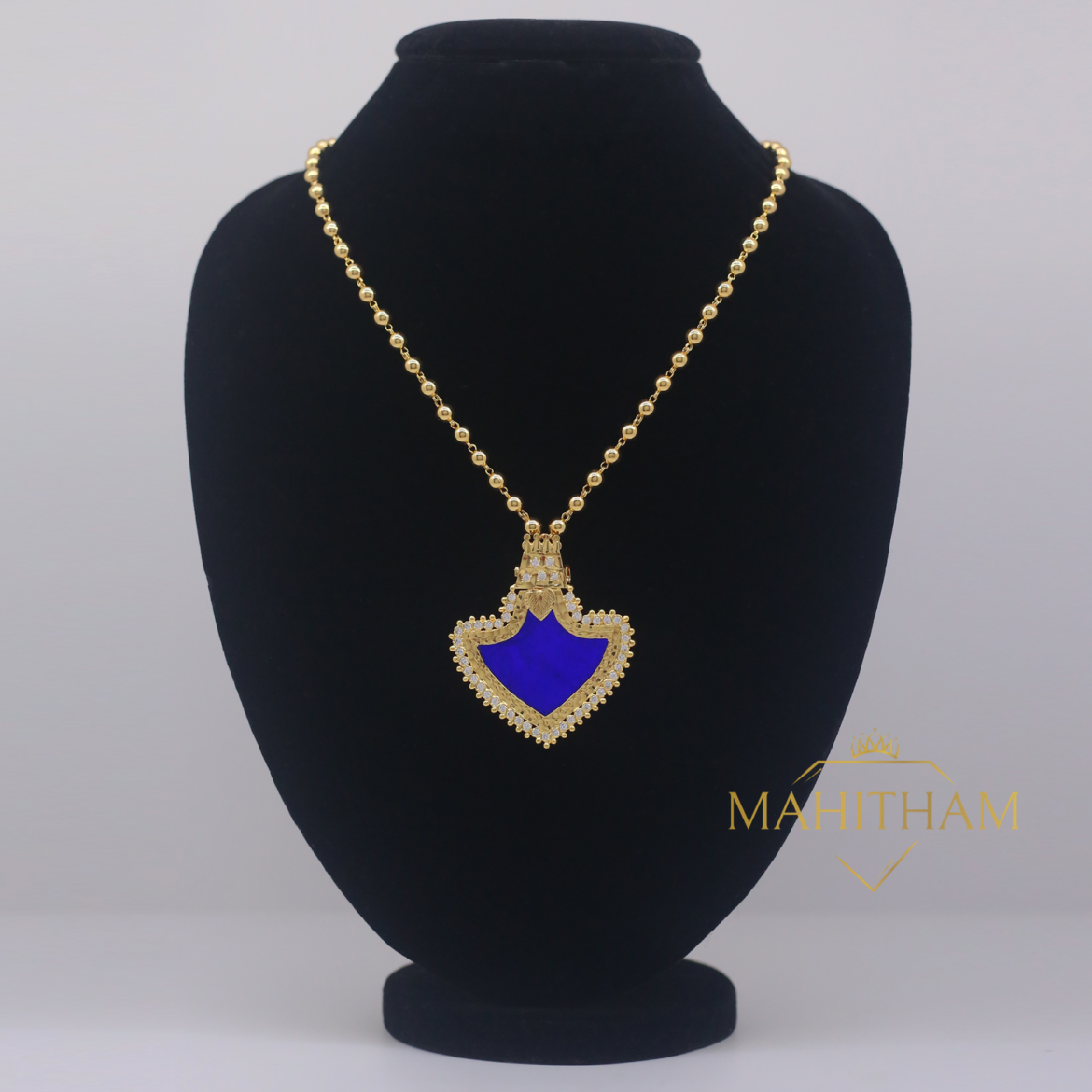 Premium Blue Palakka One Gram Gold Locket with Balls Chain MG-1022 ...