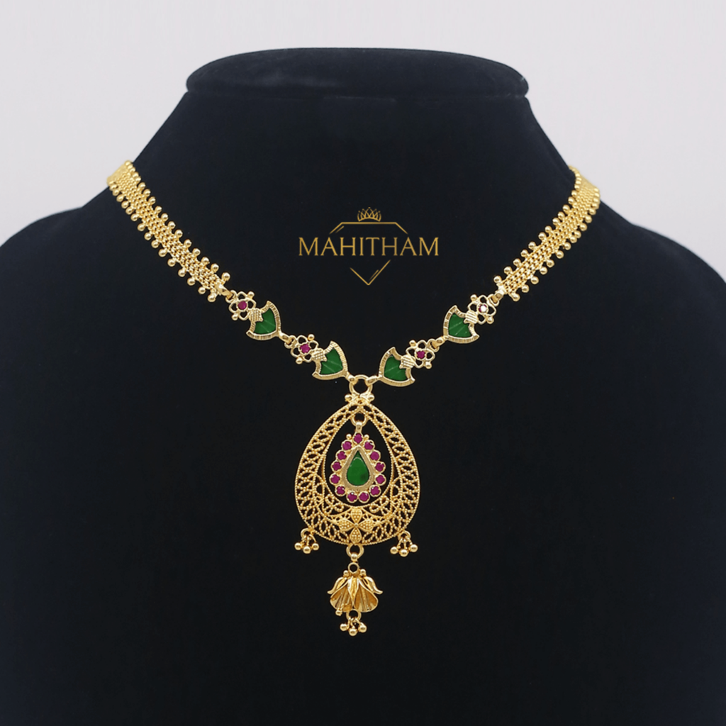 Palakka One Gram Gold Lakshmi Locket with Chain MG-1076 - Mahitham ...