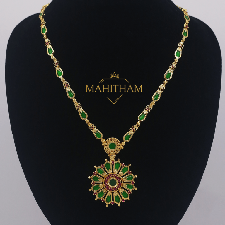 Palakka Lakshmi Locket with Chain MG-1076 - Mahitham One Gram Gold ...