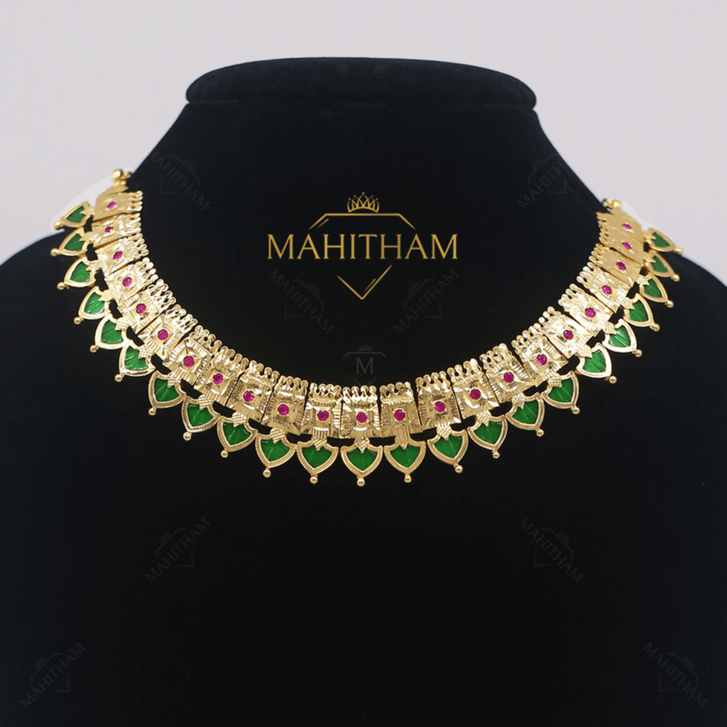 Single Dimmy Stone One Gram Gold Palakka Choker MG-1026 - Mahitham ...