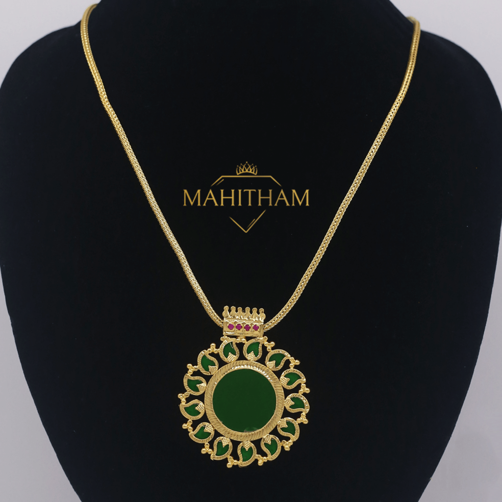 Traditional Green Mango One Gram Gold Pendant with Chain MG-1033 ...