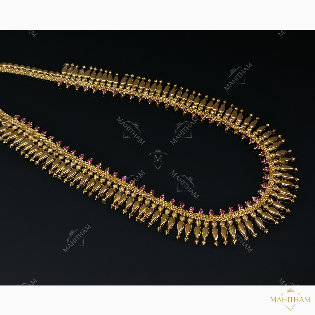 Gopi Bud One Gram Gold Long Chain with Ruby Red Stones MG-925 ...