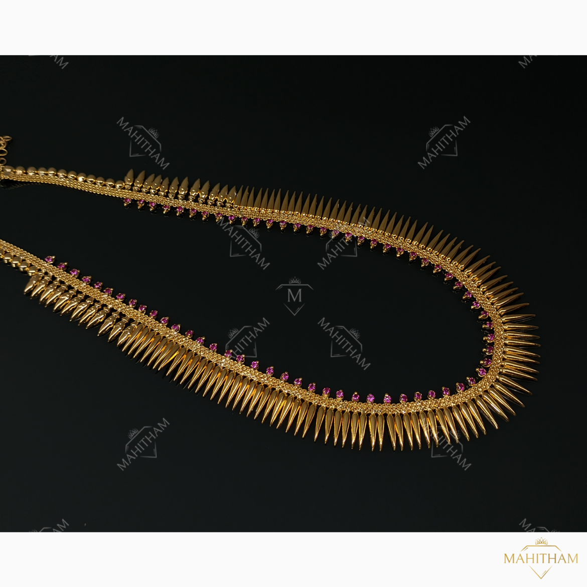 Traditional One Gram Gold Gopi Mullamottu Chain with Ruby Red Stones MG ...