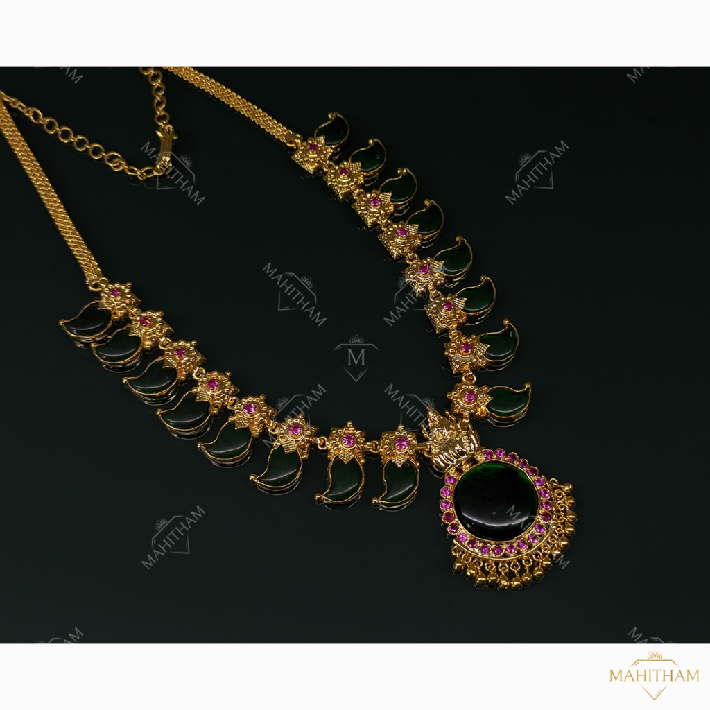 Palakka Mango One Gram Gold Necklace with Lakshmi Pendant MG-903 ...