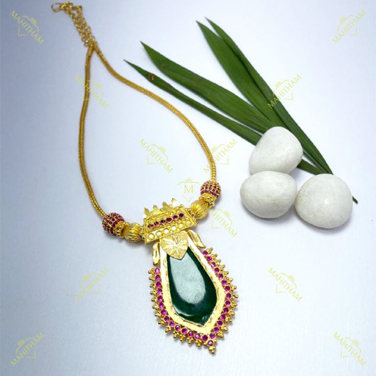 Red Palakka One Gram Gold Jhumkka with White AD Stones MG-1149 ...