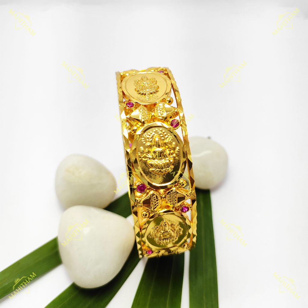 One Gram Gold Double Side Mango Bangle with Ruby Red Stone MG-977 ...