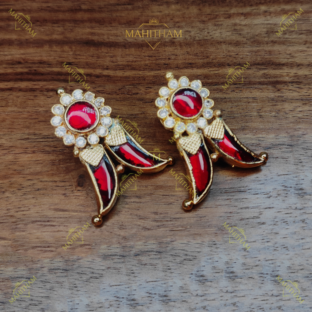 Green Nagapadam One Gram Gold Ear stud With Ruby Red Stones MG-1069 ...
